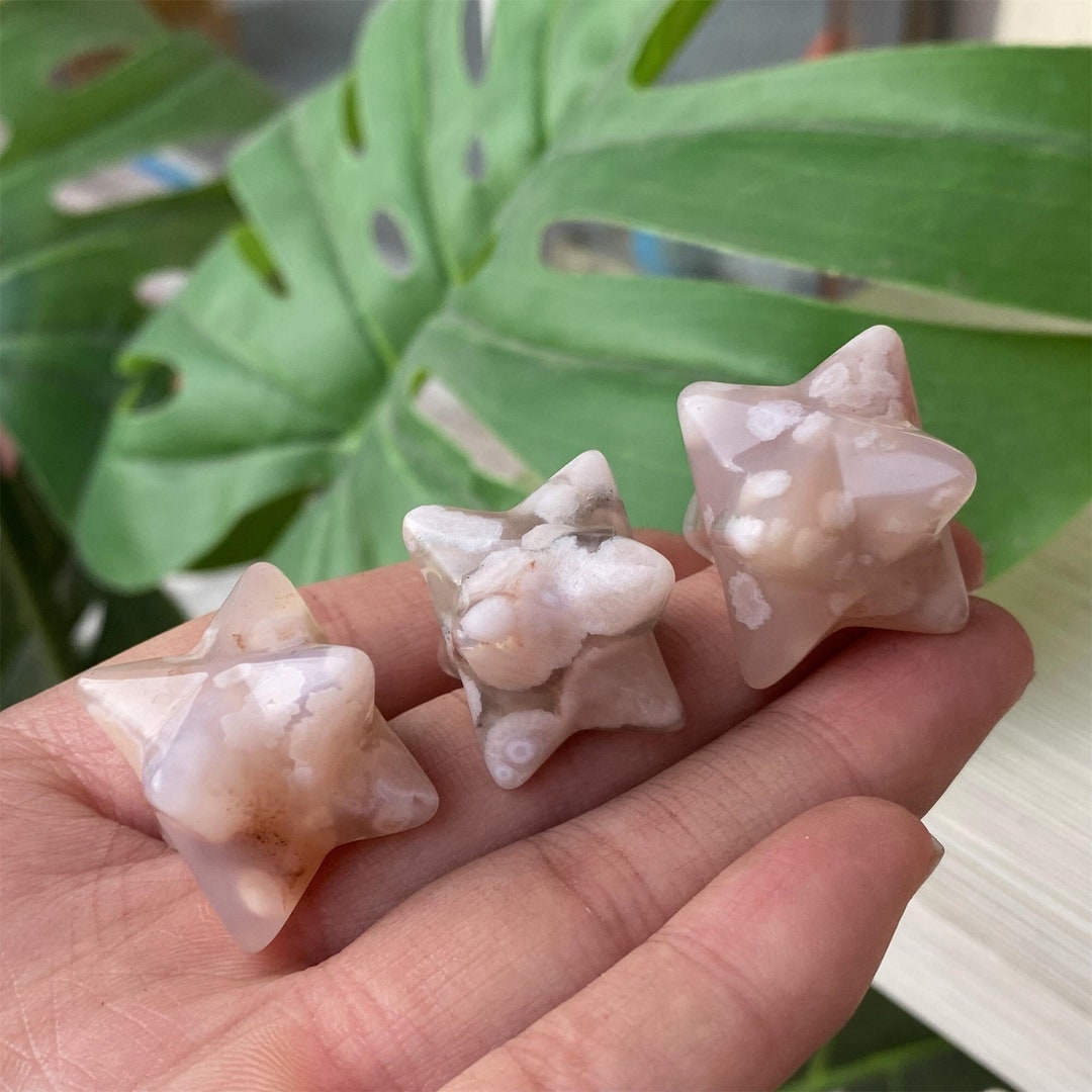 Natural Sakura Agate Merkaba Star,quartz Crystal Mini Star, Crystal ...