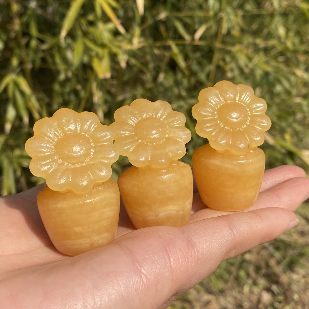 Natural Calcite Potted Flower,crystal Sunflower,crystal Heal,home ...