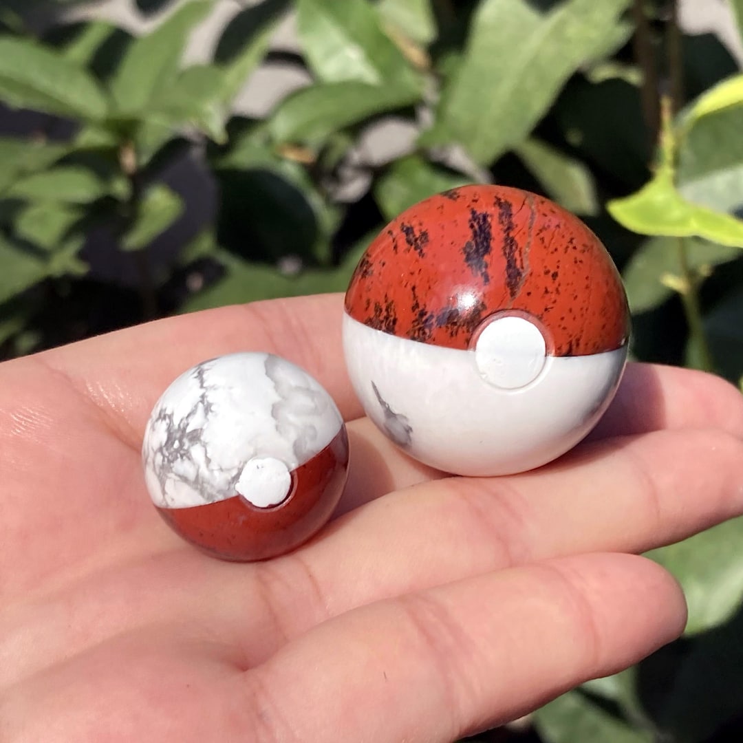 1PC Natural Gemstone Poke Ball,quartz Crystal Ball,pokémon,red Jasper ...