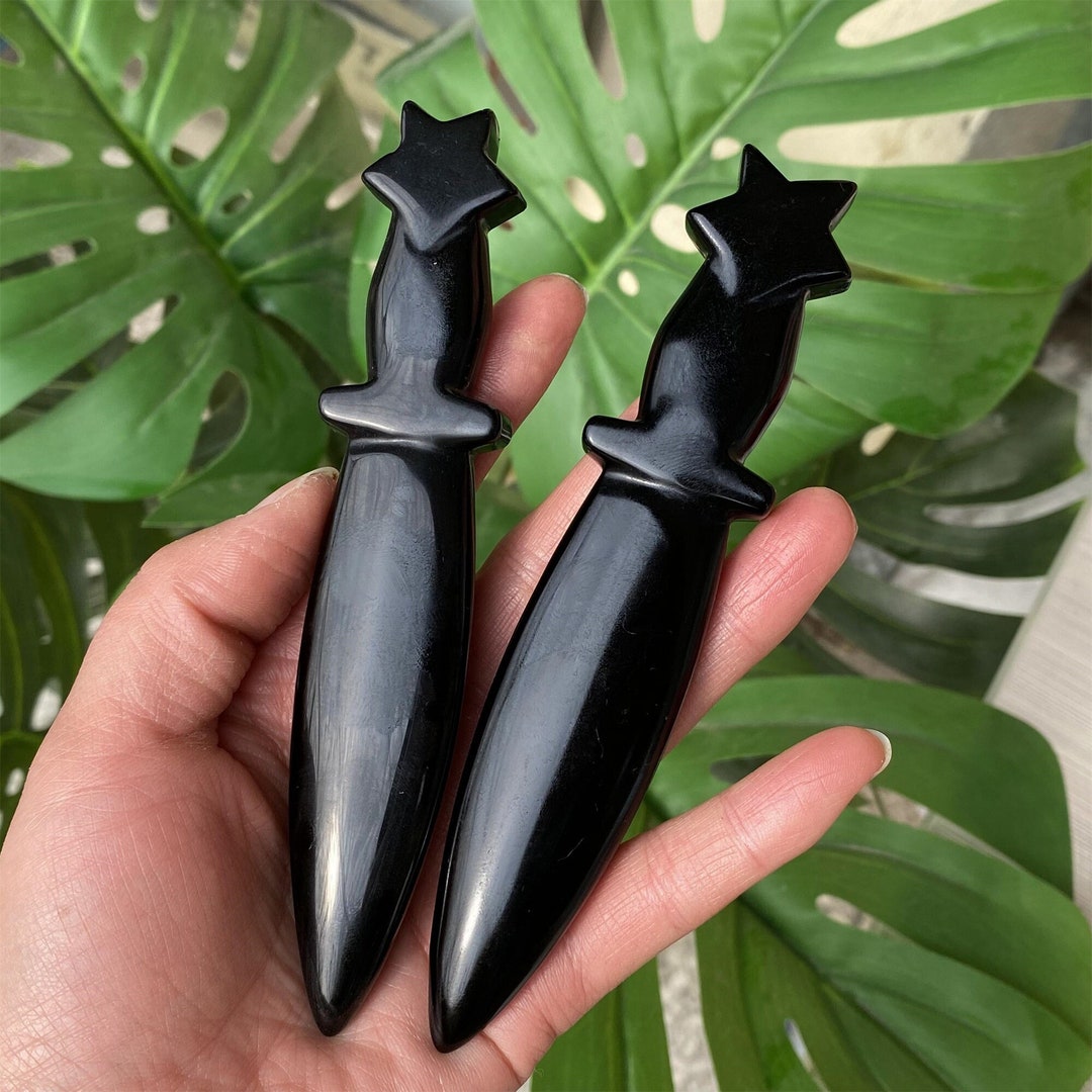 1pcnatural Hand Carved Obsidian Knife,crystal Quartz Dagger,heal Knife ...