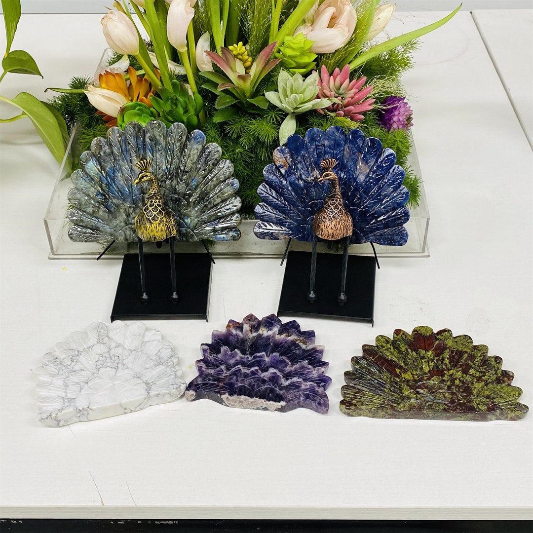 Natural Mix Carved Peacock , Crystal Peacock Carvingcrystal Healing ...
