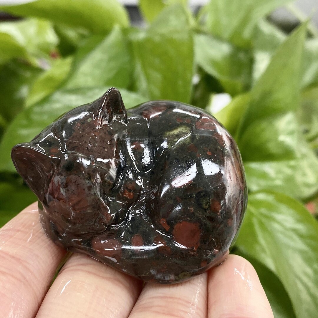 Natural Plum Blossom Jade Sleep Cat ,quartz Sleep Catcrystal Cat,home ...