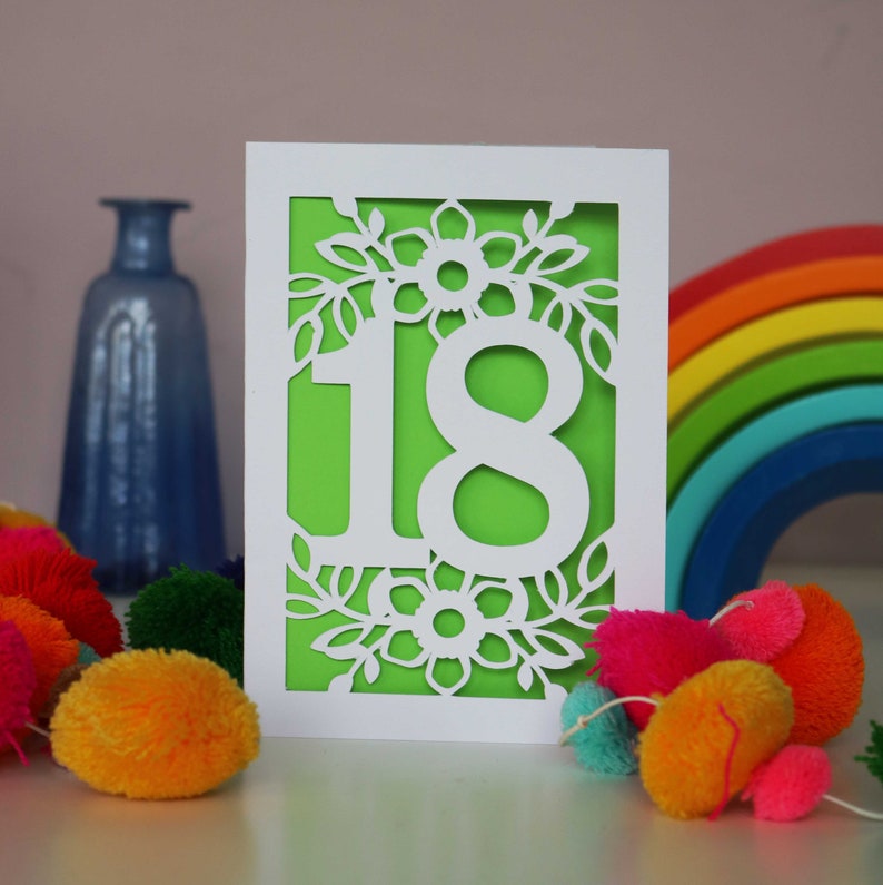 SVG PDF 18th Birthday Card Papercut Template, Age 18 Card SVG File for ...