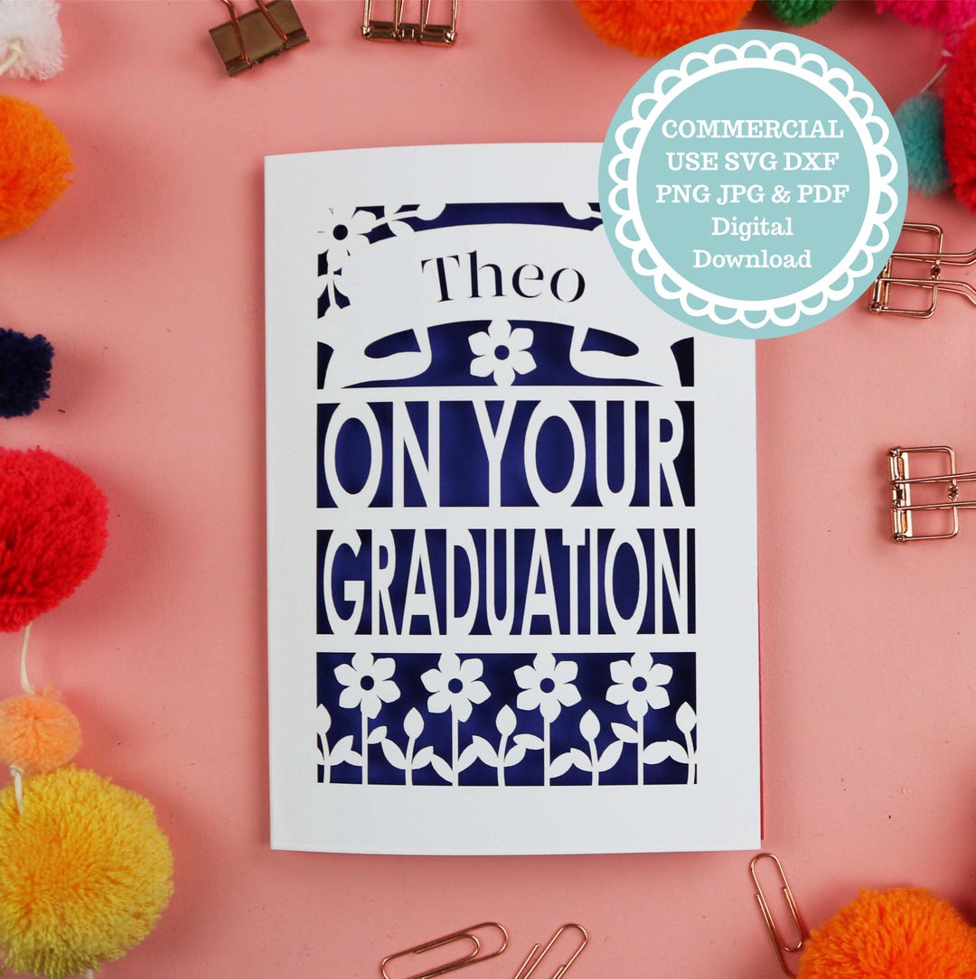 Paper Cut Graduation Card SVG for Commercial Use, Cricut or Laser Cut ...