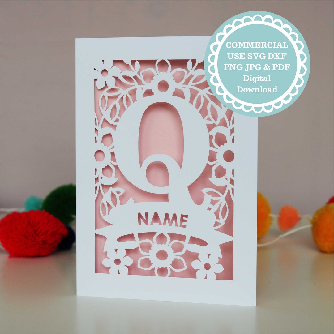 SVG COMMERCIAL USE Personalised Q Card Papercut Template, File for ...
