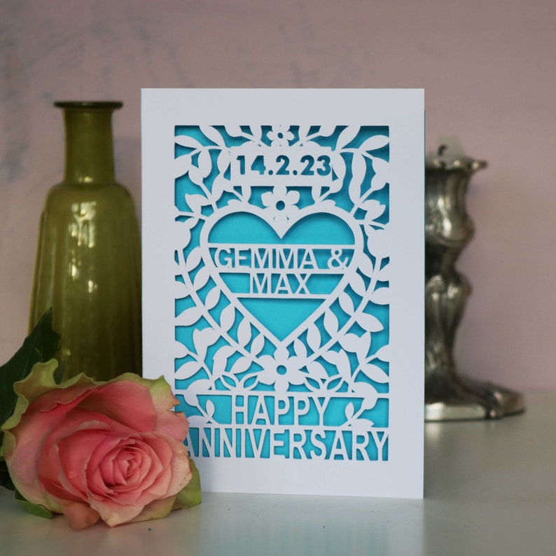 SVG PDF Personalised Anniversary Card Papercut Template File - Etsy