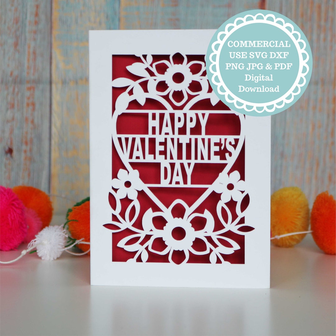 SVG PDF Valentine's Card Template, SVG File for Cricut, Digital ...