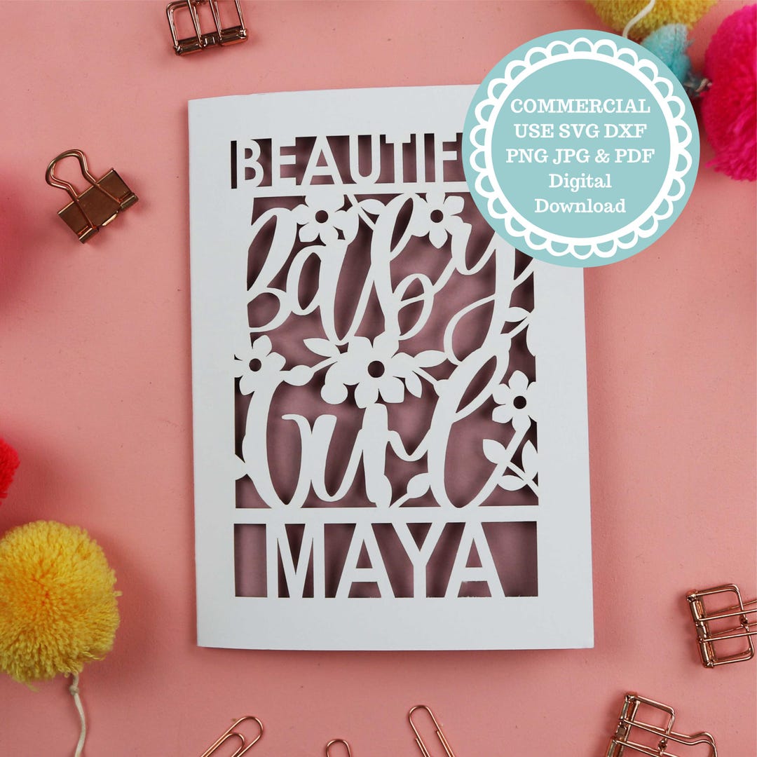 Personalised Baby Girl Card, New Baby SVG Files for Cricut - Etsy