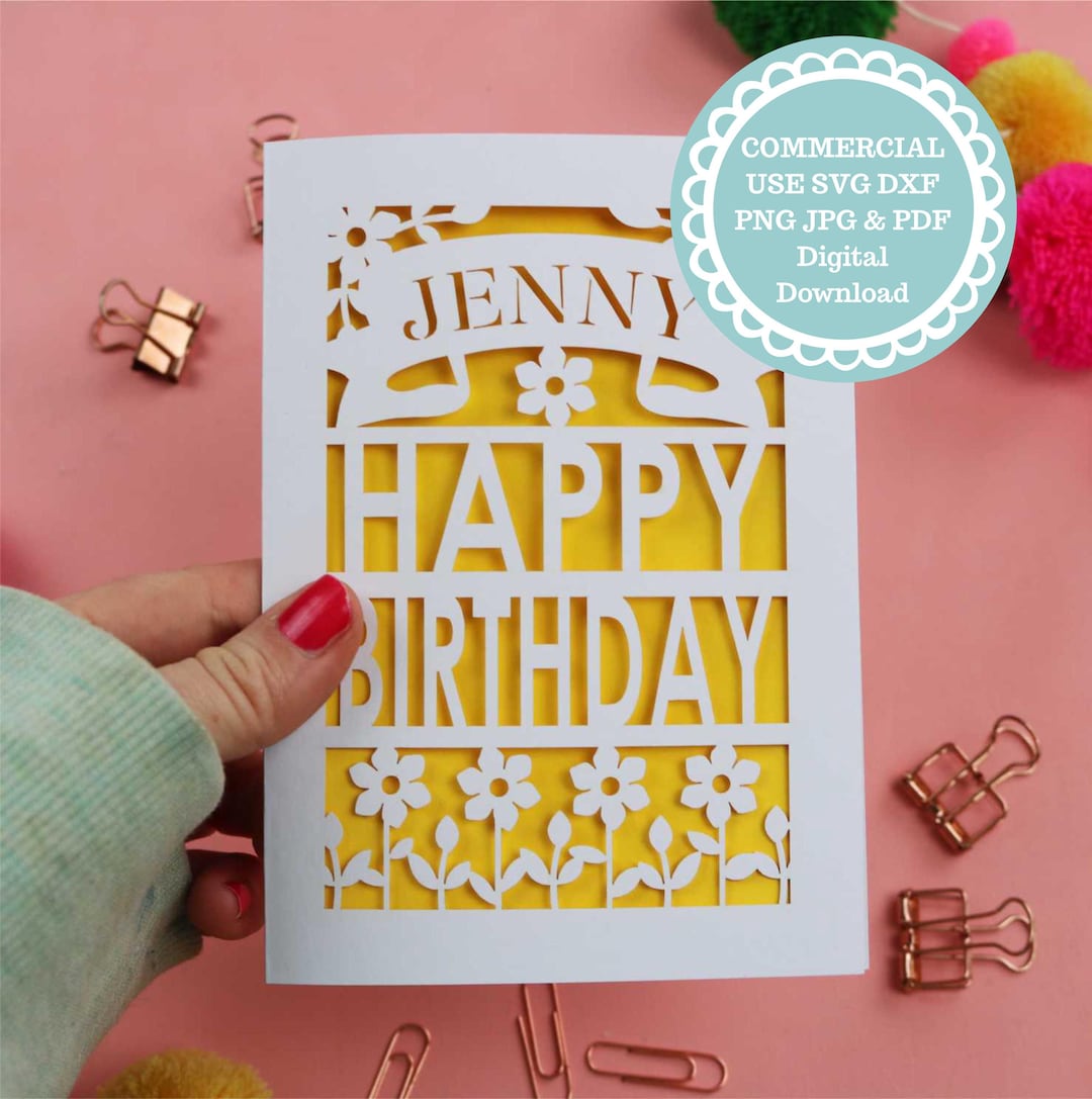 Personalised Birthday Card Papercut Template, File for Cricut, Digital ...