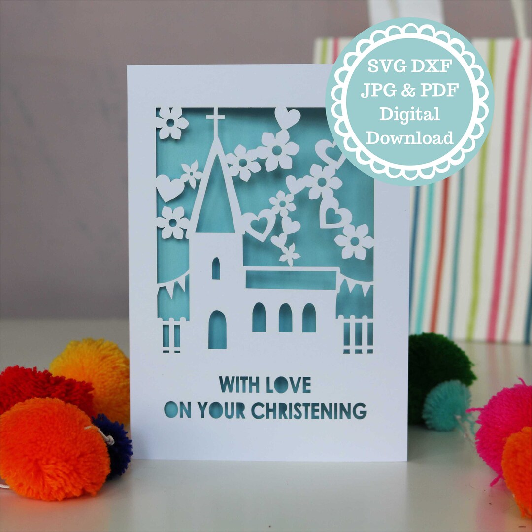 SVG Christening or Baptism Card Papercut Template, SVG File for Cricut ...