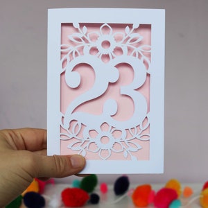 SVG PDF DXF 23rd Birthday Card Papercut Template, Age 23 Card Svg File ...
