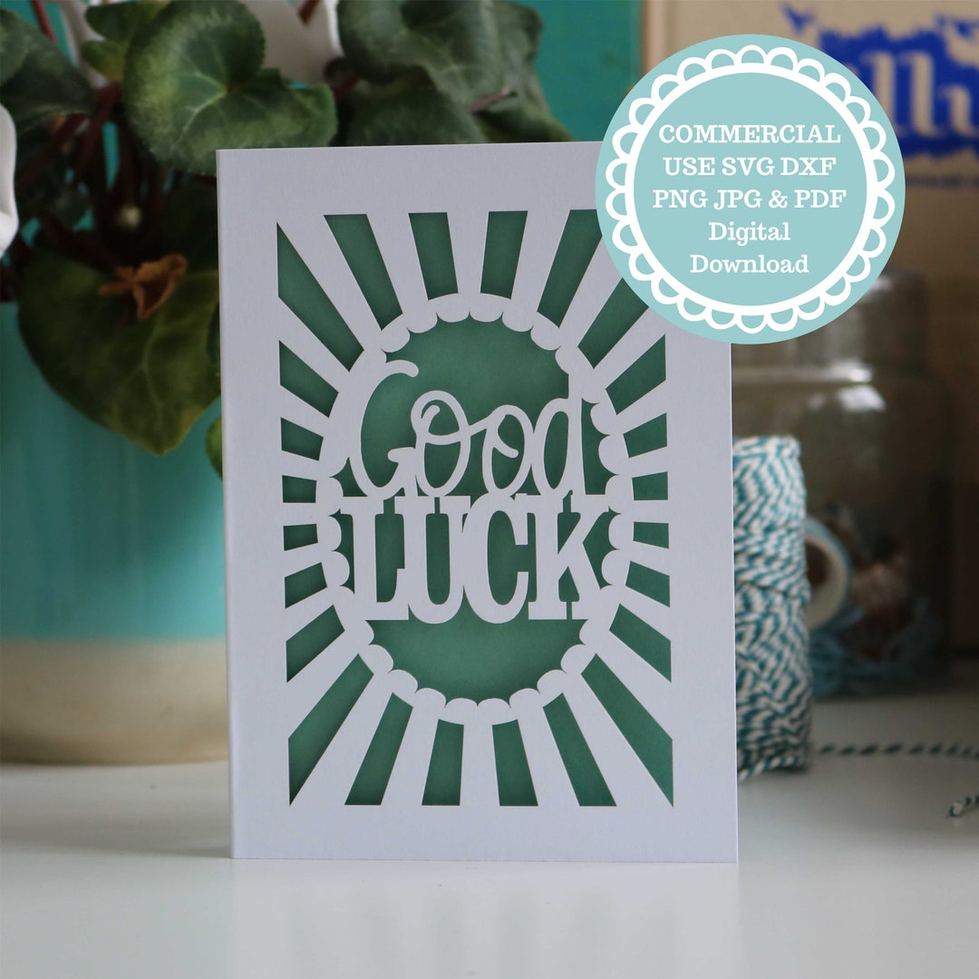 SVG DXF Good Luck Card Papercut Template, File for Cricut, Digital ...