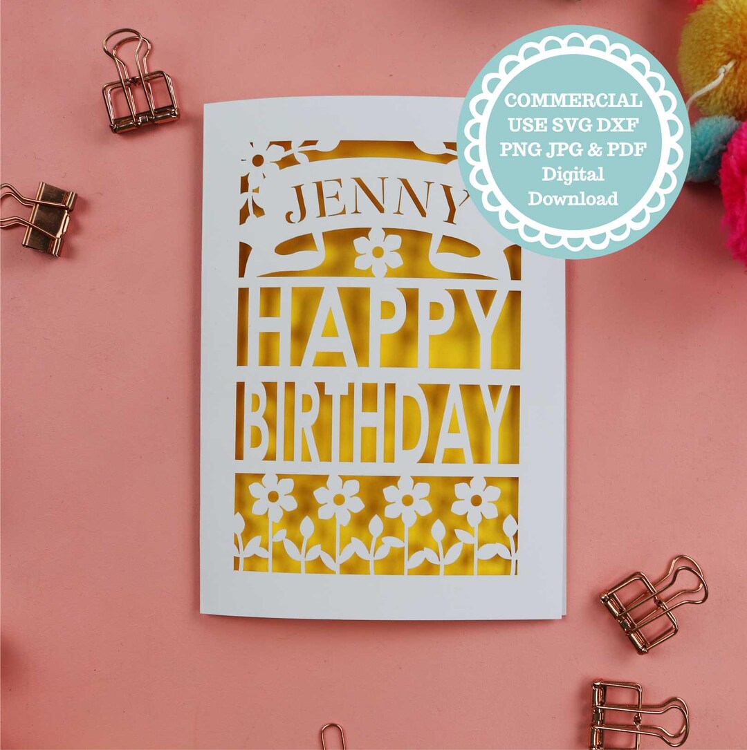 Personalised Birthday Card SVG for Laser Cutting - Etsy