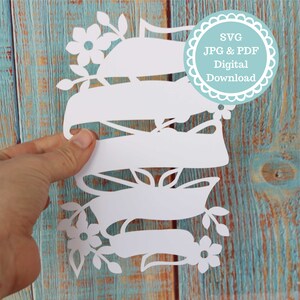 SVG PNG PDF Banner Papercut, Digital Download File for Laser, Hand ...