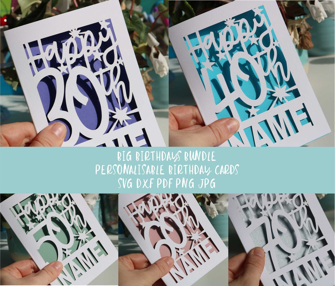 SVG BUNDLE Birthday Card Templates Commercial Use - Etsy