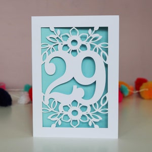 SVG PDF DXF 29th Birthday Card Papercut Template, Age 29 Card Svg File ...