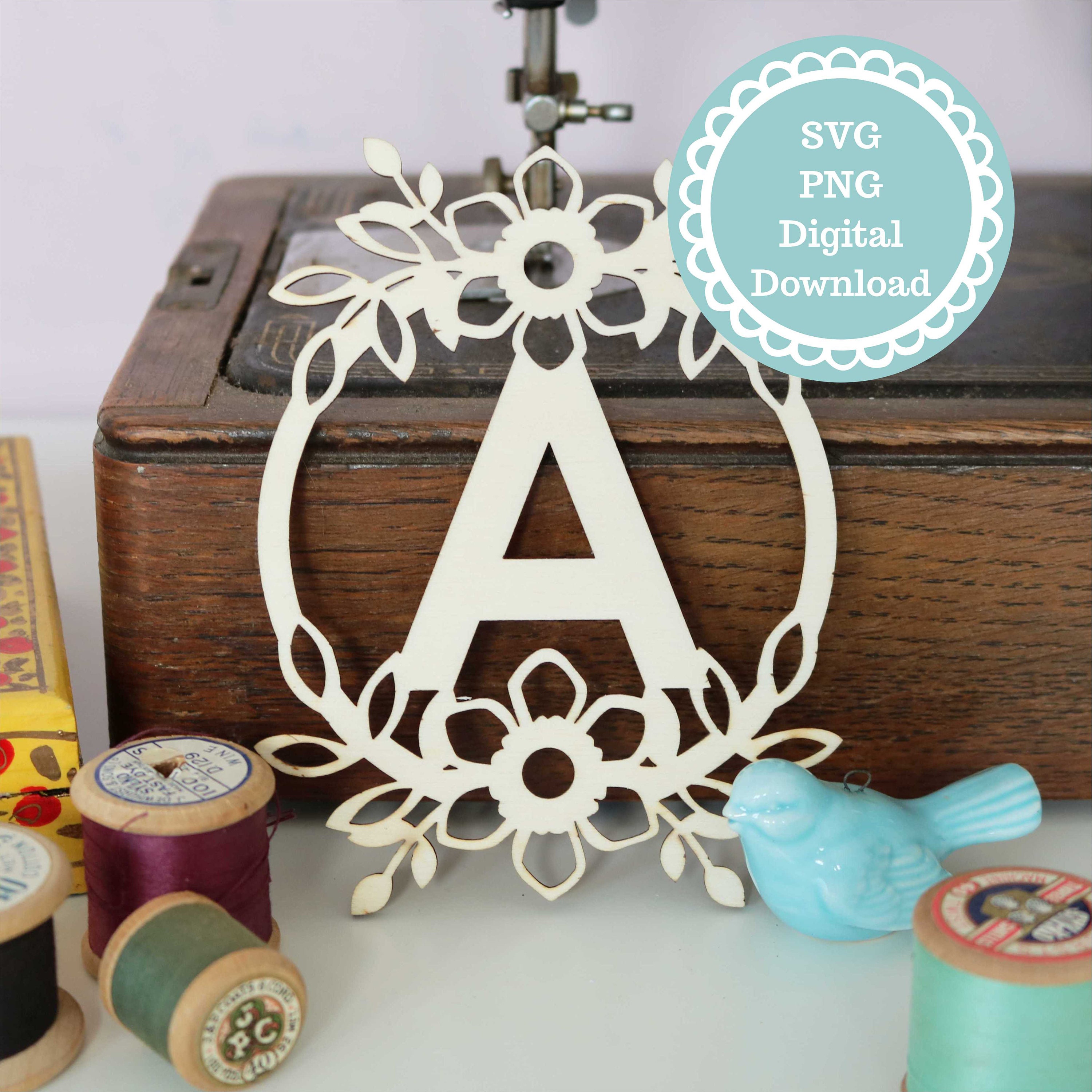 SVG PNG PDF Commercial Use Floral Wreath Decorative Letter, Alphabet ...