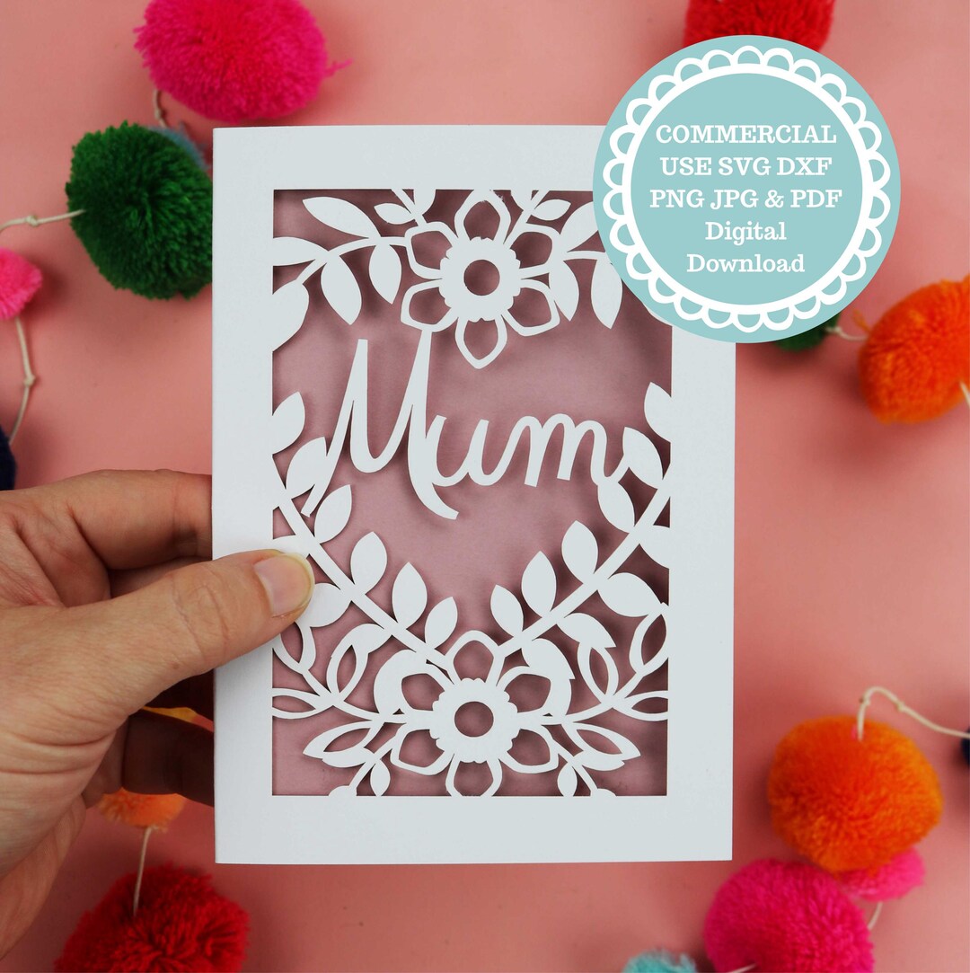 Papercut Mum Card Template SVG for Cricut or Laser Cutting, Mother's ...