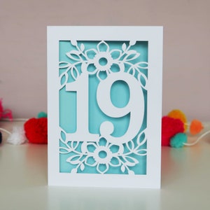 SVG PDF DXF 19th Birthday Card Papercut Template, Age 19 Card Svg File ...