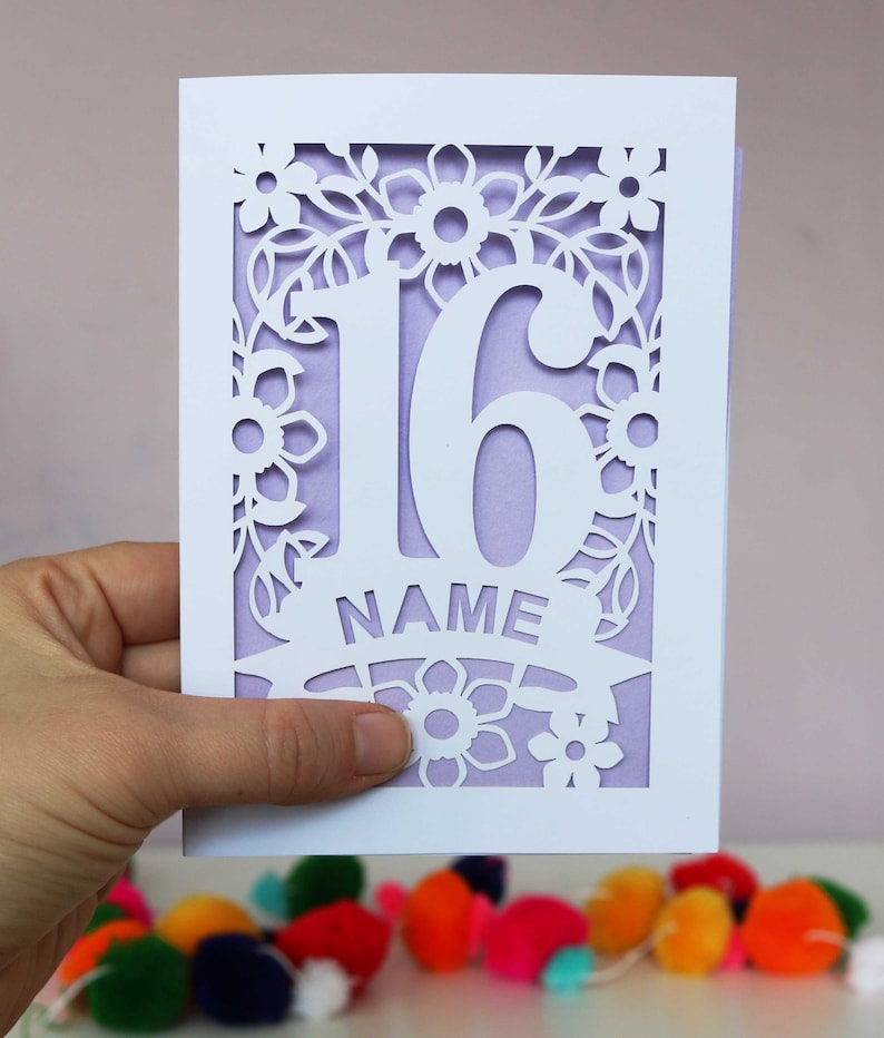 16th Birthday Papercut Card SVG for Cricut or Laser Cutting - Etsy
