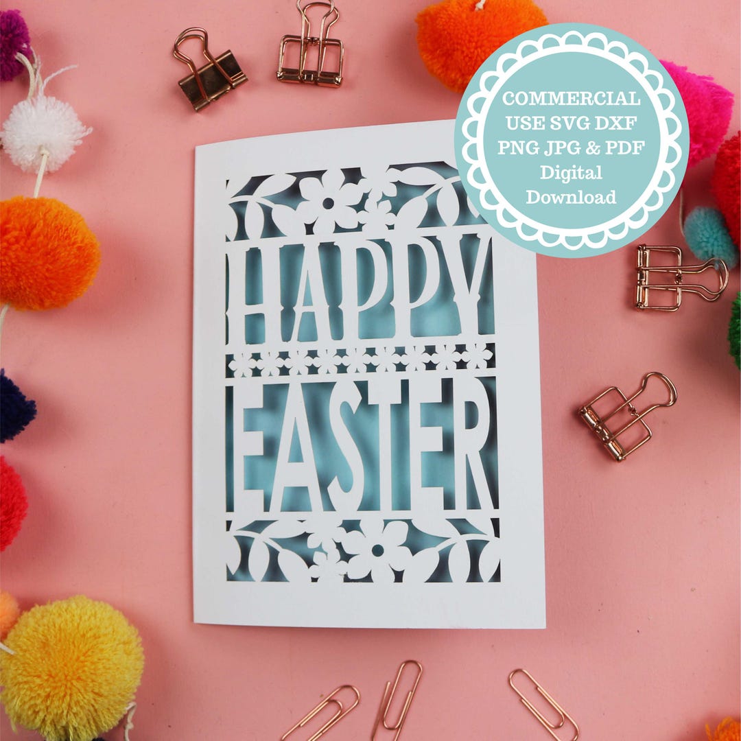 Happy Easter Paper Cut Card SVG for Cricut or Laser Cutting - Etsy