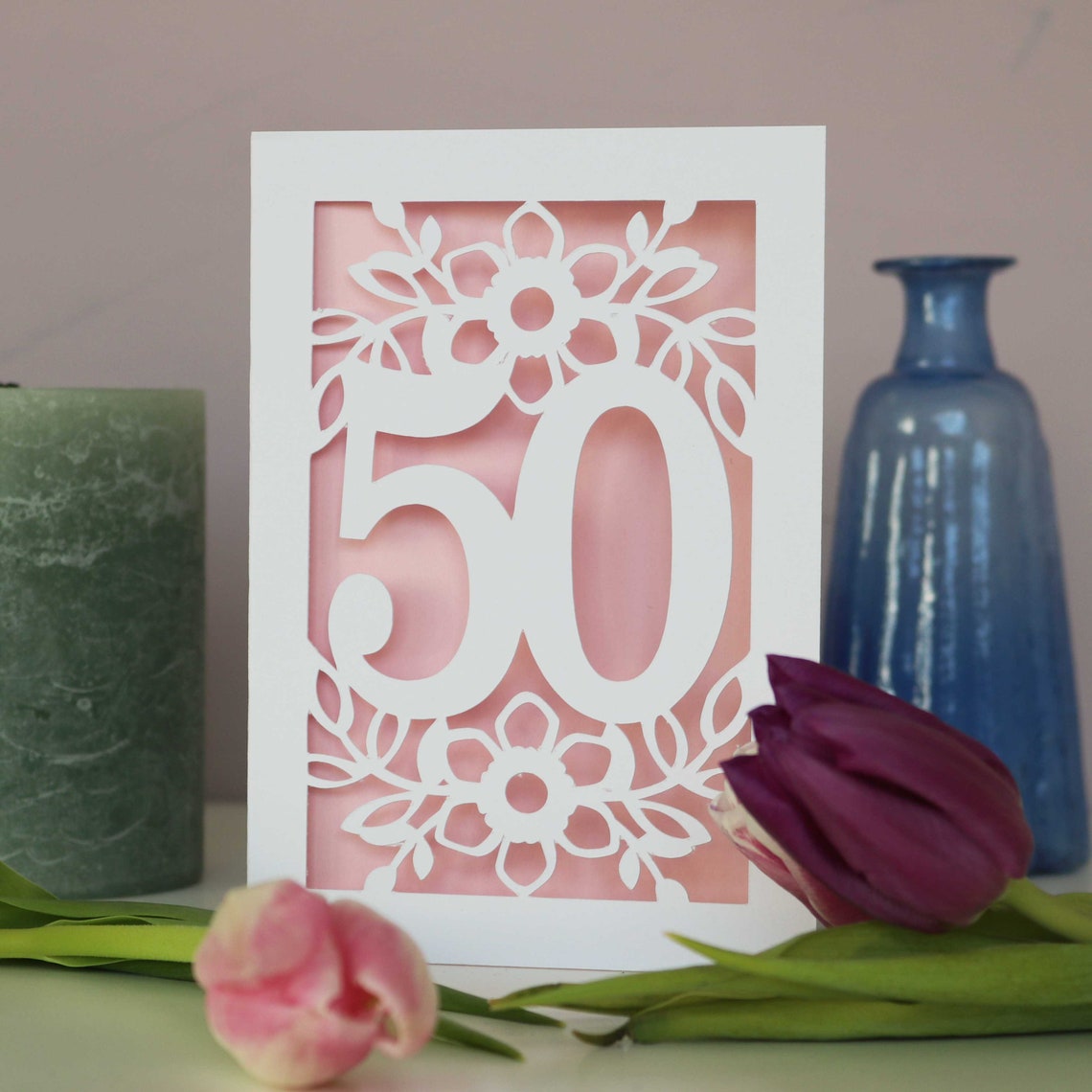 SVG PDF 50th Birthday Card Papercut Template Age 50 Card SVG - Etsy