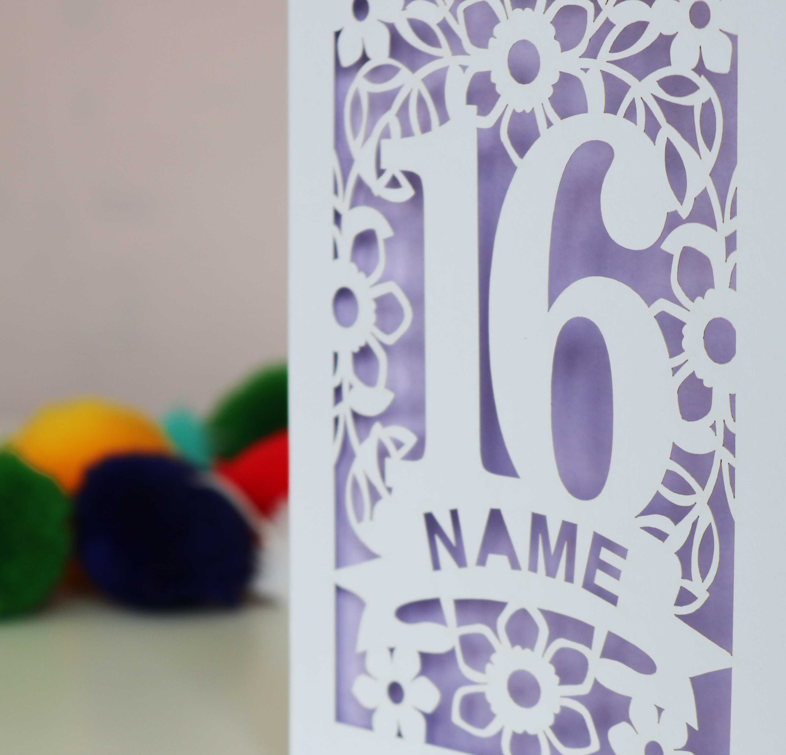 SVG PDF Personalised 16th Birthday Card Papercut Template Age - Etsy