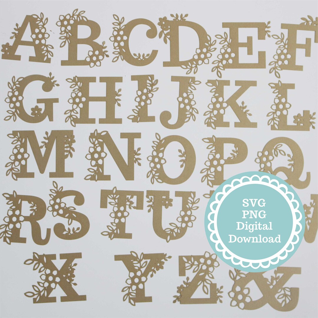 SVG PNG Commercial Use Floral Decorative Letters, Alphabet, Papercut ...