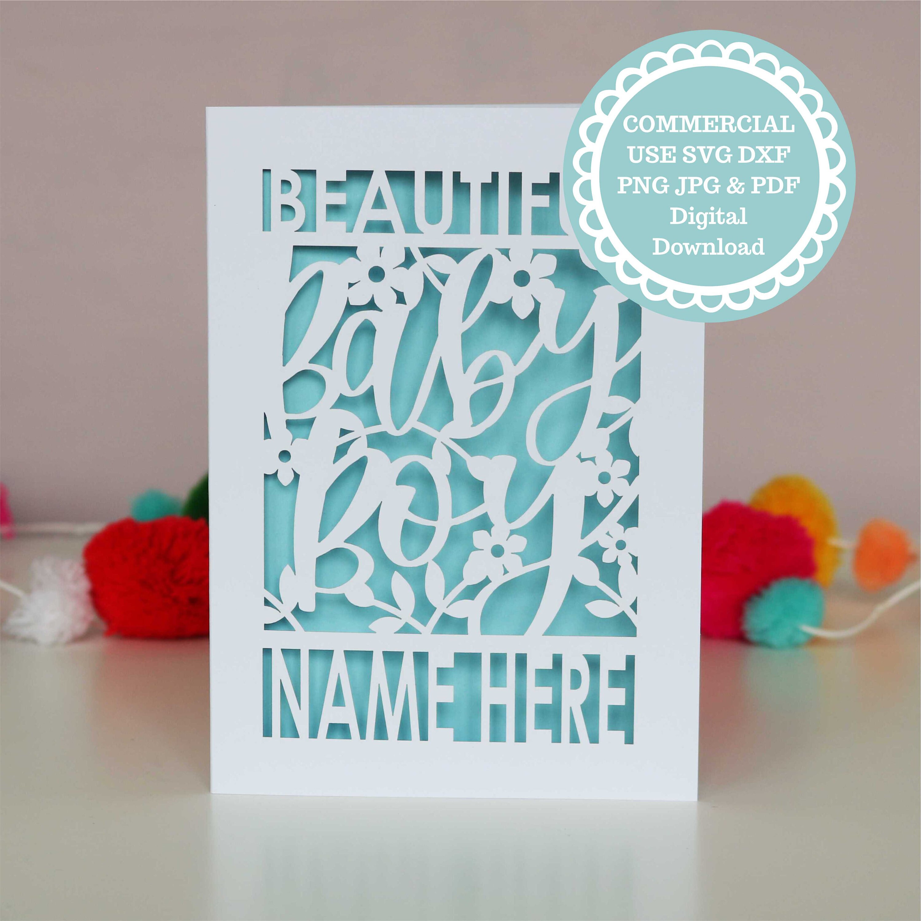 Baby Boy Card SVG for Cricut or Laser Cutting, New Baby Personalised ...