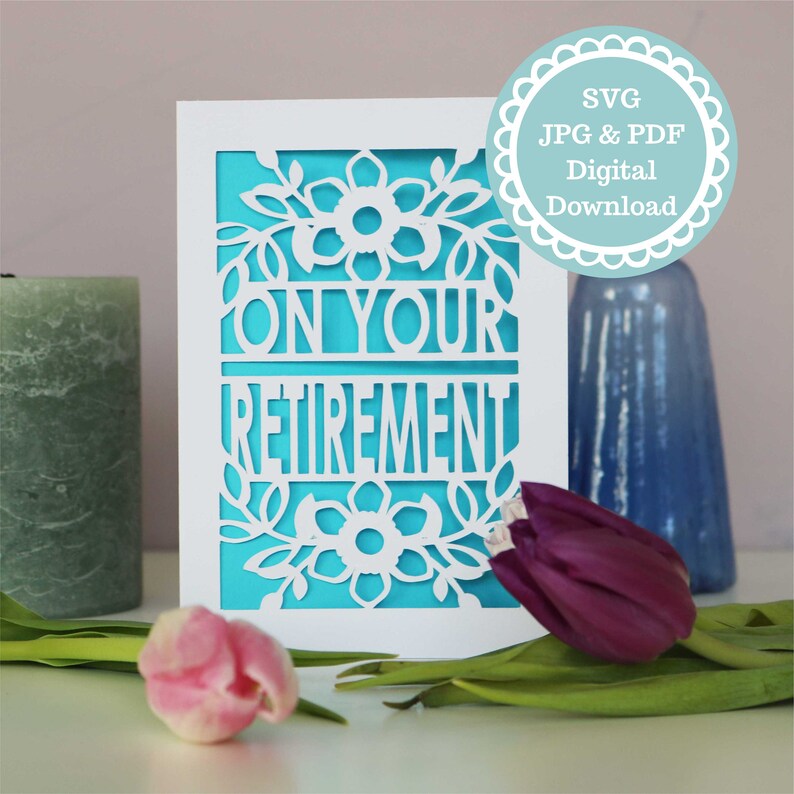 SVG PDF Retirement Card Papercut Template, SVG File for Cricut, Digital ...