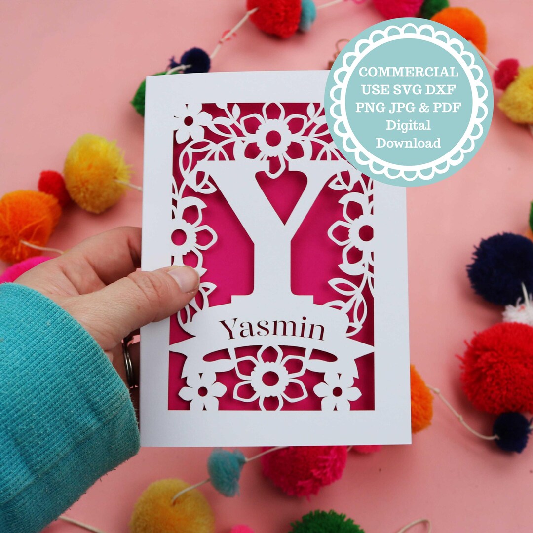 Papercut Monogram Card SVG for Cricut or Laser Cutting - Etsy