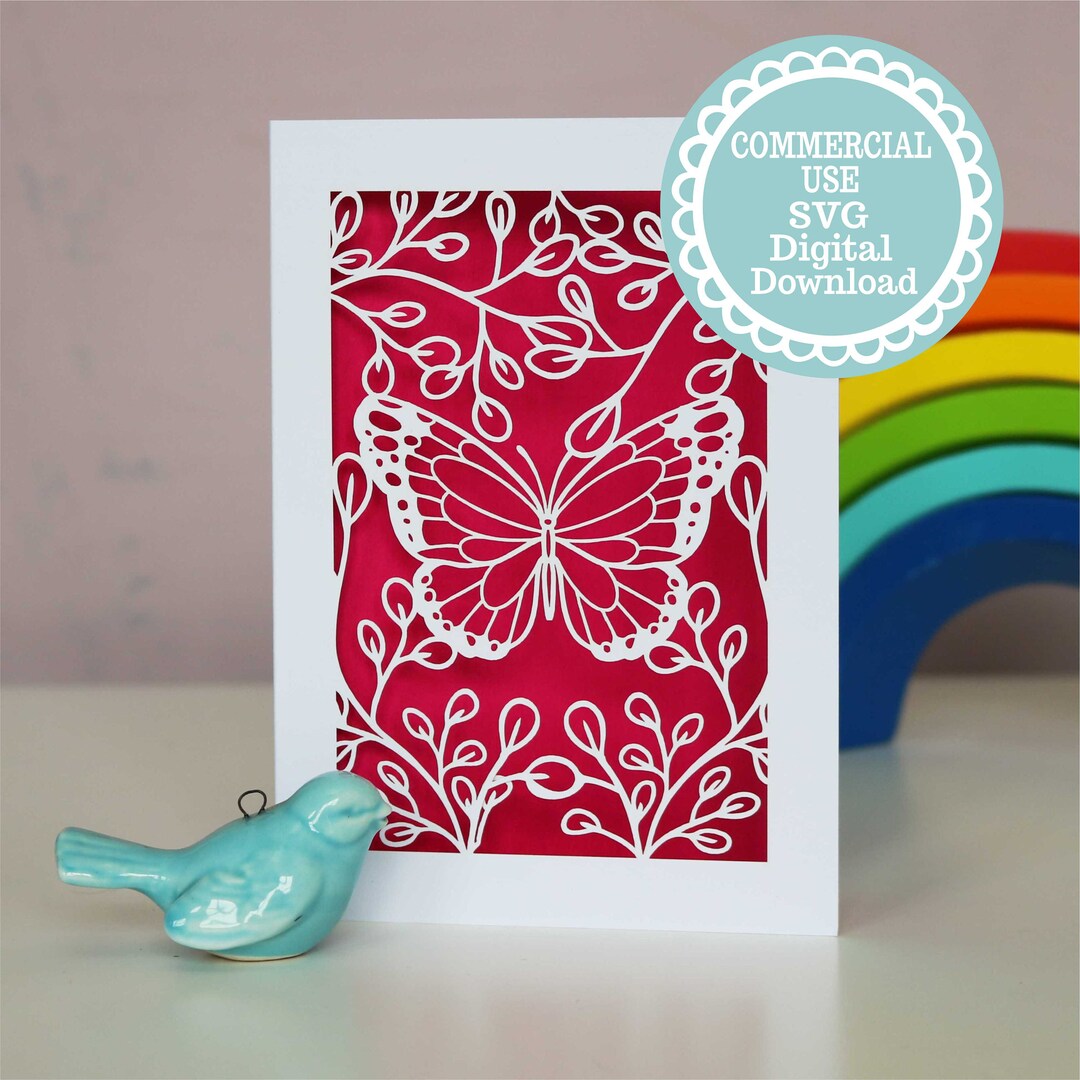 SVG COMMERCIAL Use Butterfly Card Papercut Template, SVG Png Dxf Pdf ...