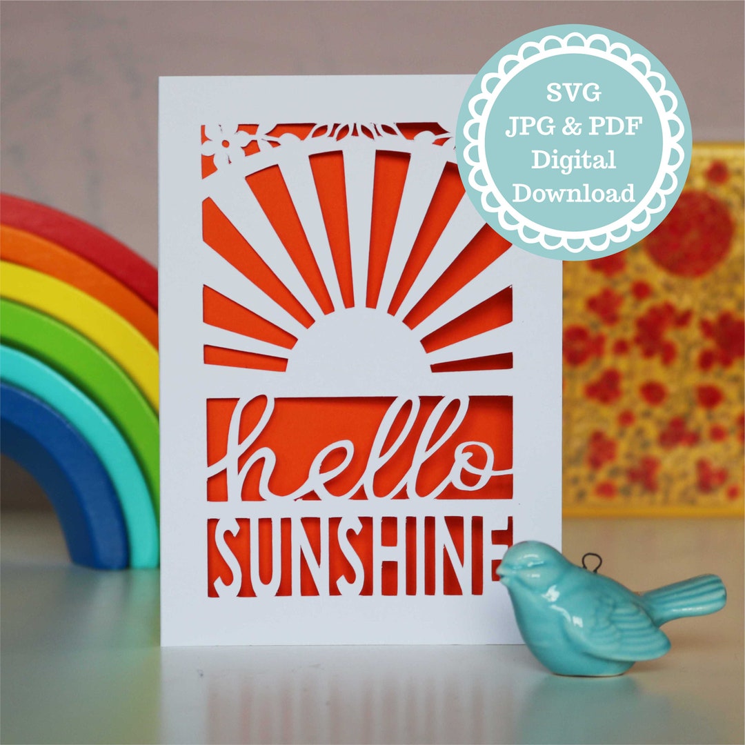SVG PDF Hello Sunshine Card Papercut Template, SVG File for Cricut ...