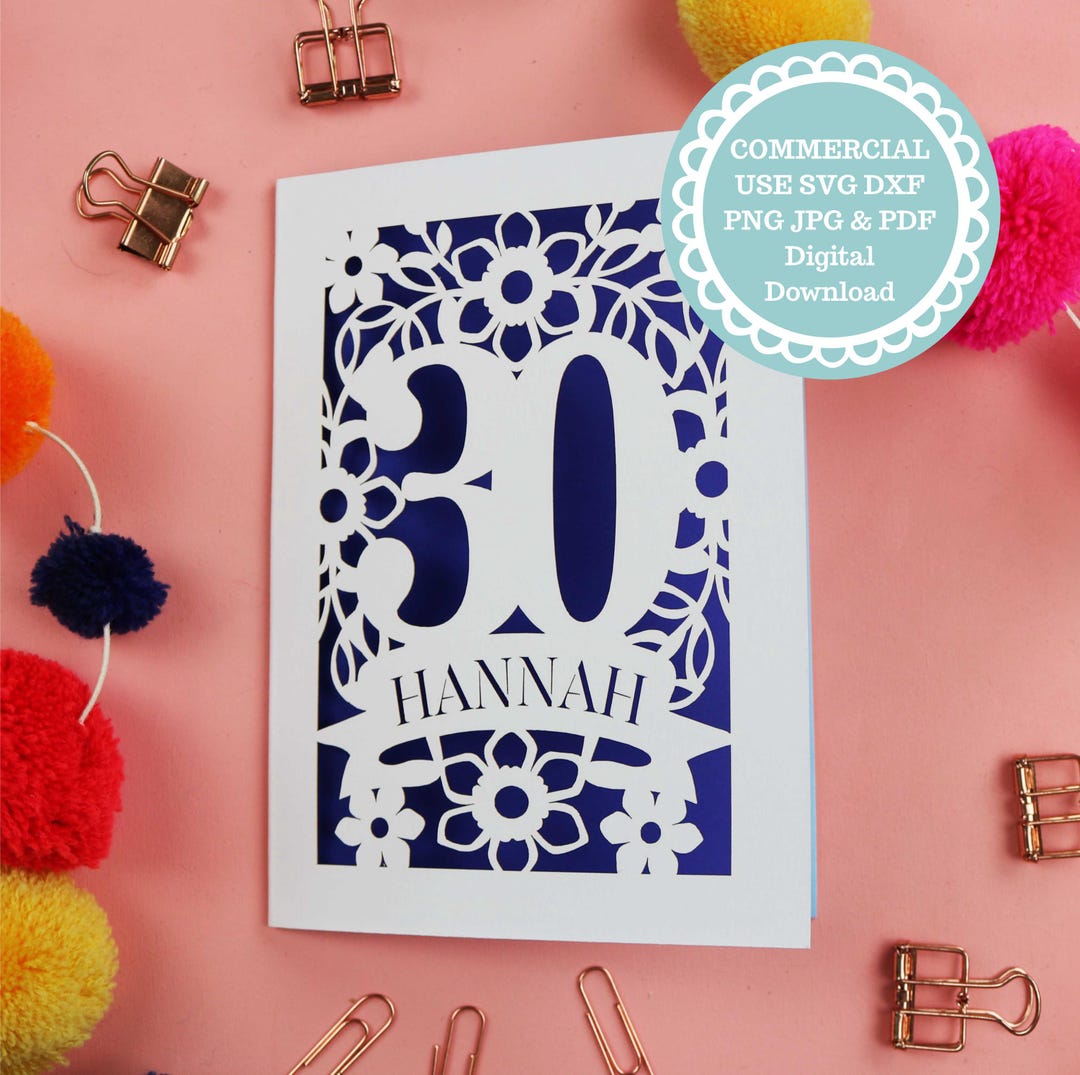 30th Birthday Card SVG for Cricut or Laser Cutting, Personalised ...