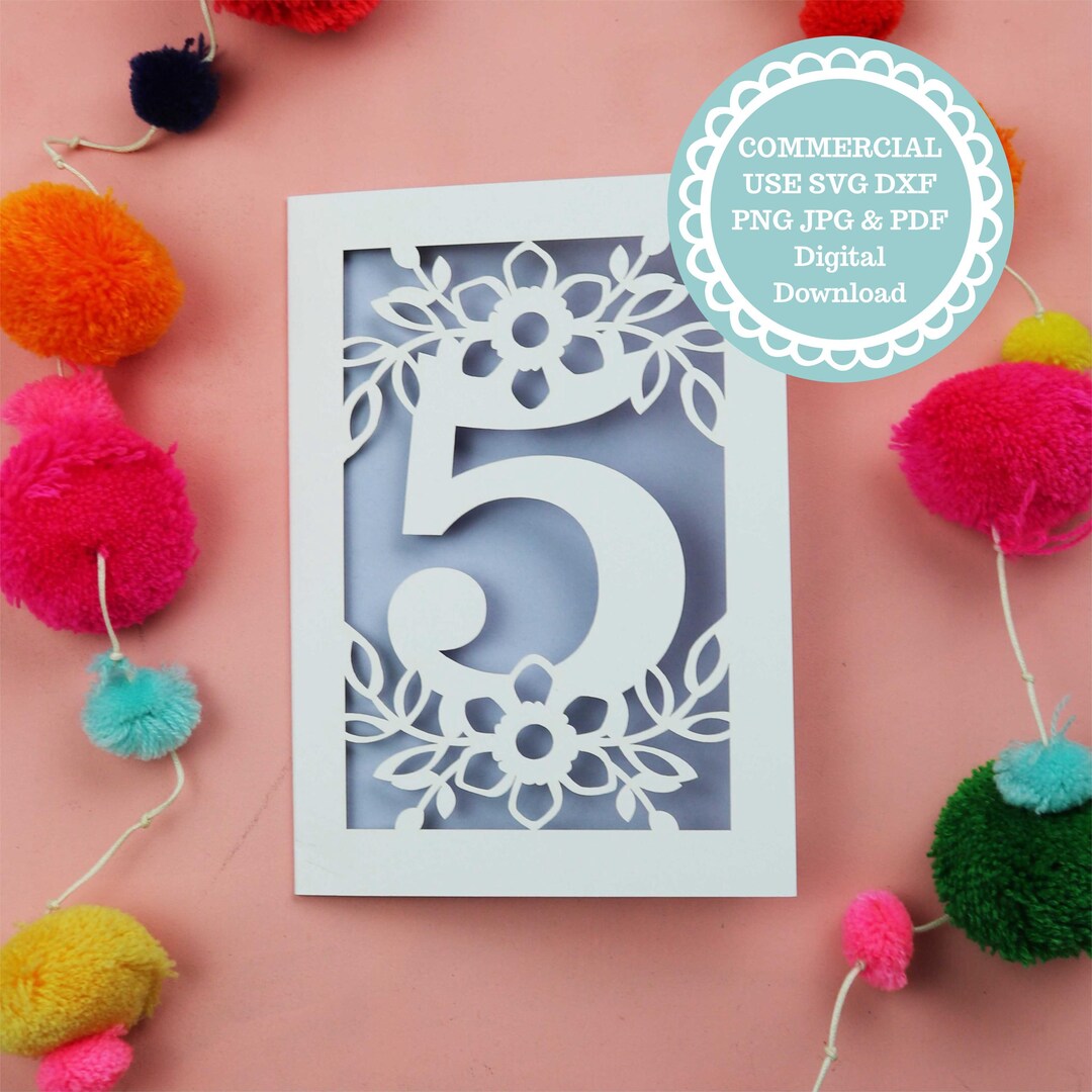 5th Birthday Card Template, Cricut Birthday Insert Card SVG File - Etsy