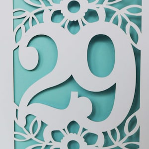 SVG PDF DXF 29th Birthday Card Papercut Template, Age 29 Card Svg File ...