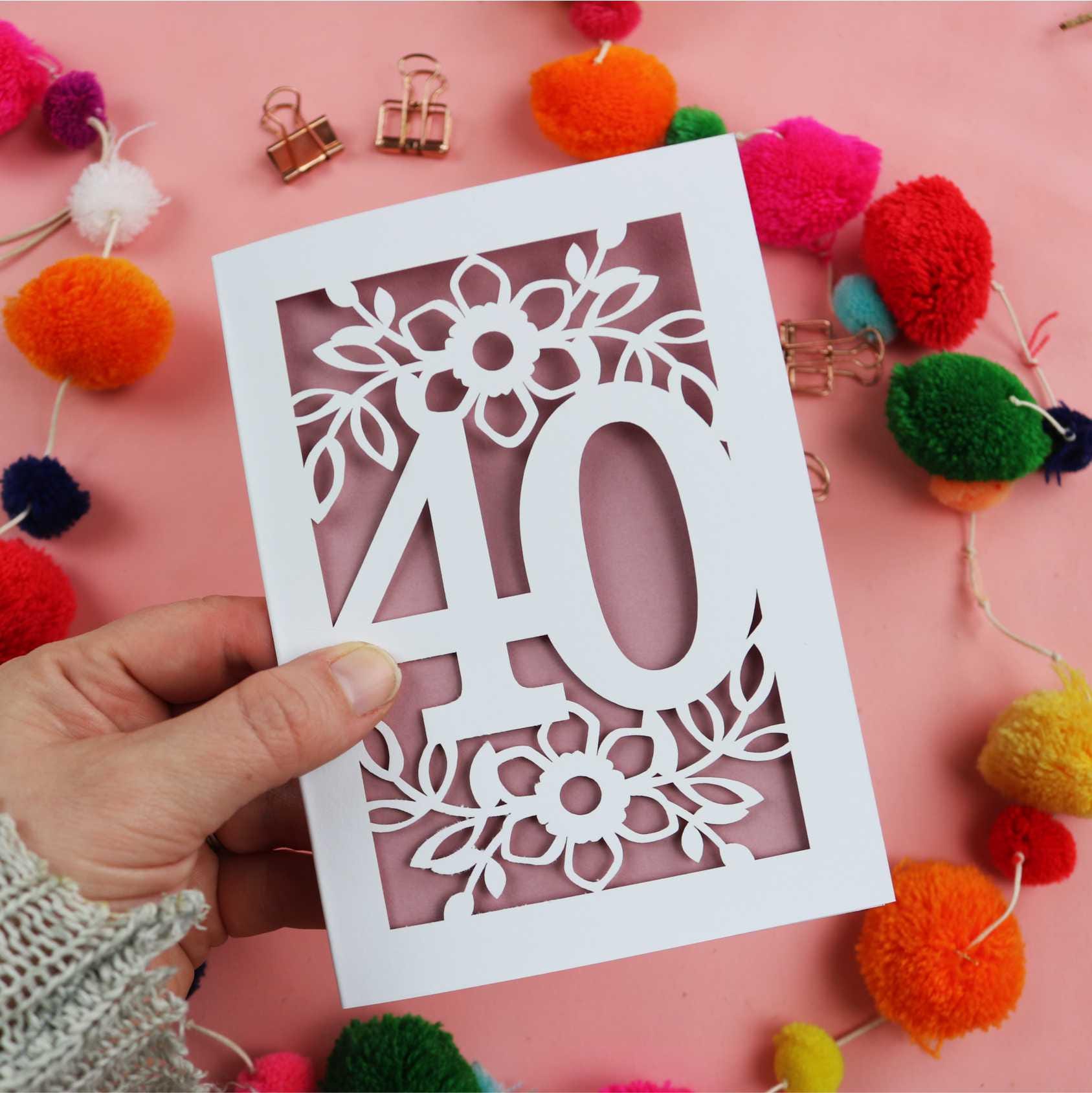 40th Birthday Card SVG for Cricut or Laser Cutting - Etsy