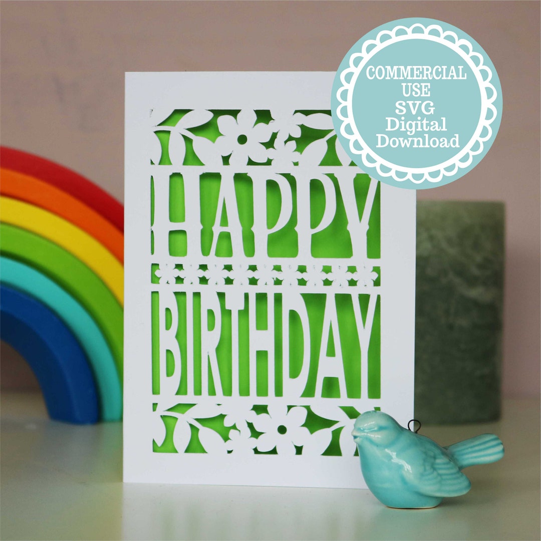 SVG Papercut Birthday Card, Happy Birthday, Laser, Cricut Template ...