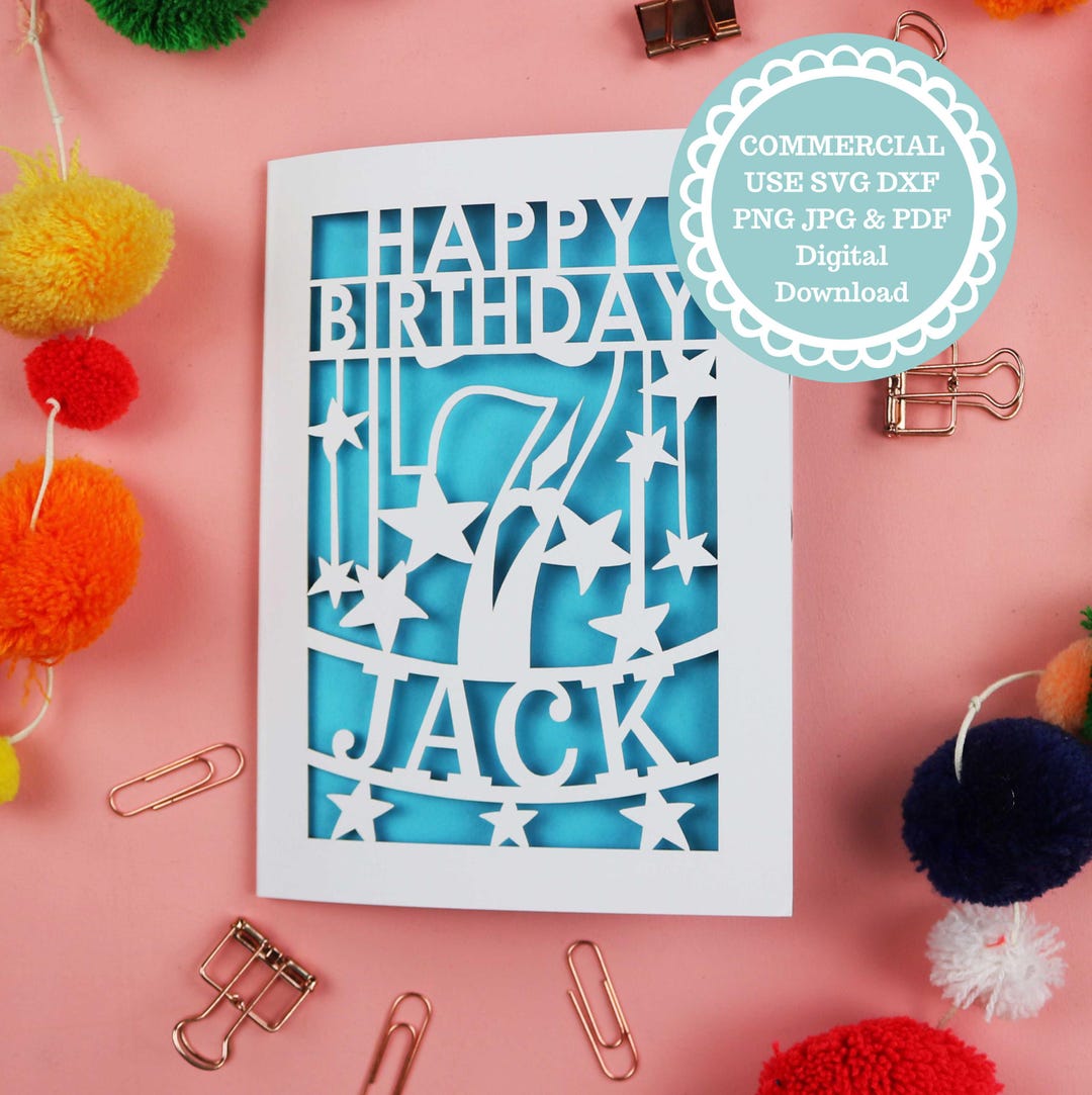 7th Birthday Papercut Card SVG for Cricut or Laser Cutting - Etsy