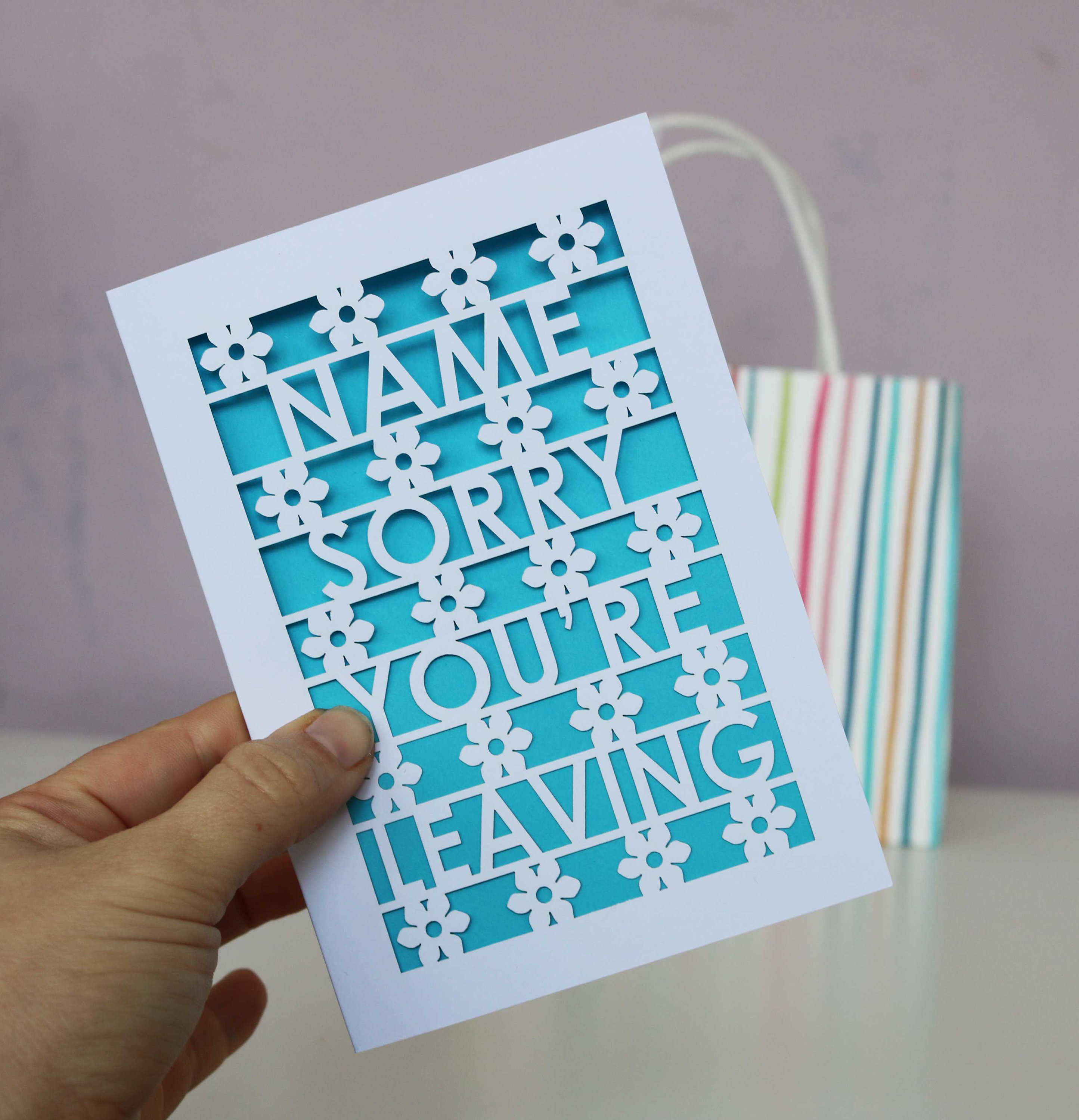 SVG COMMERCIAL USE Personalised Leaving Card Papercut Template, File ...