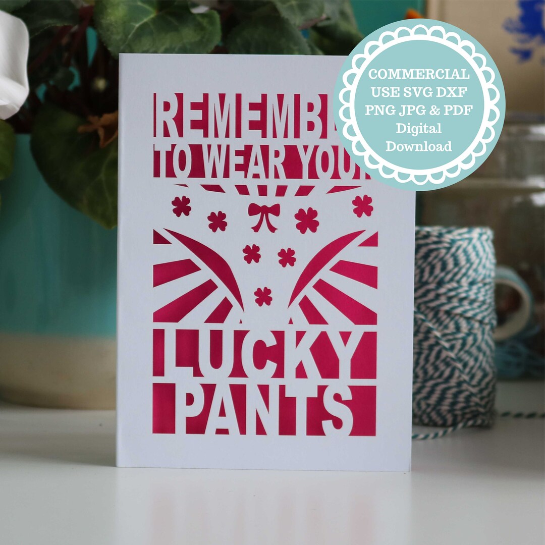 SVG PDF Lucky Pants Card Papercut Template, SVG File for Cricut ...