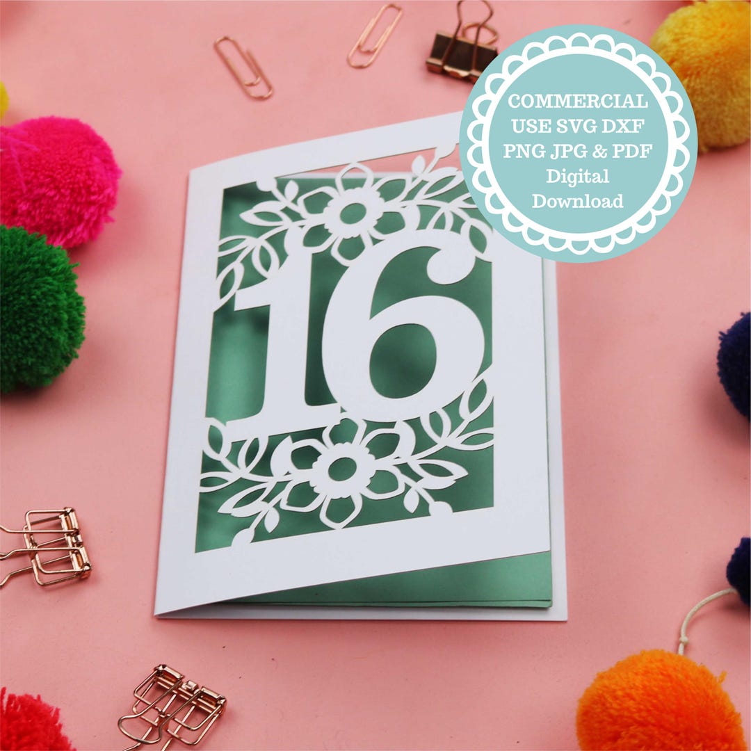 16th Birthday Papercut Card Template for Cricut or Laser Cutting - Etsy