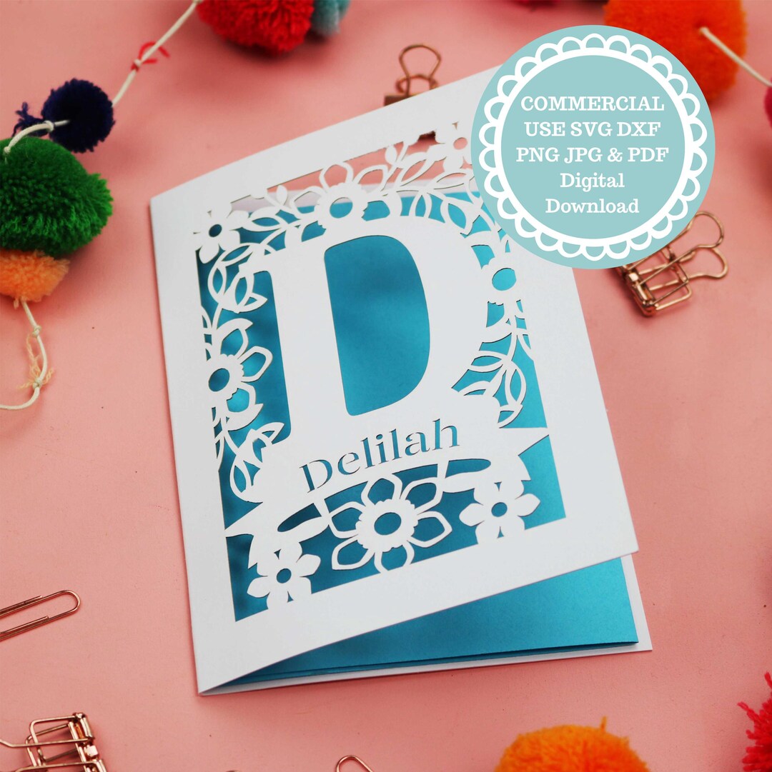 SVG COMMERCIAL USE Personalised D Letter Card Papercut Template, File ...