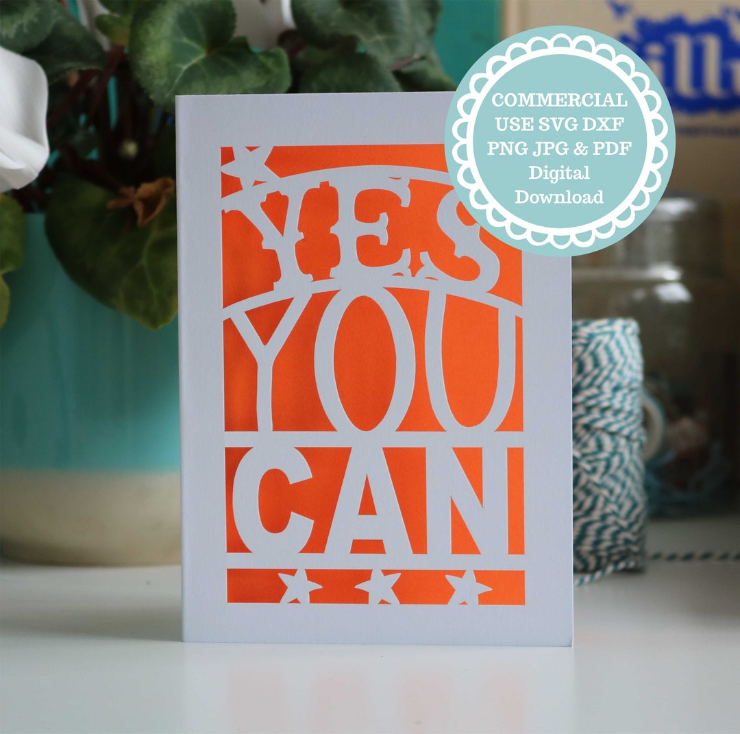 SVG DXF Yes You Can Good Luck Card Papercut Template, File for Cricut ...