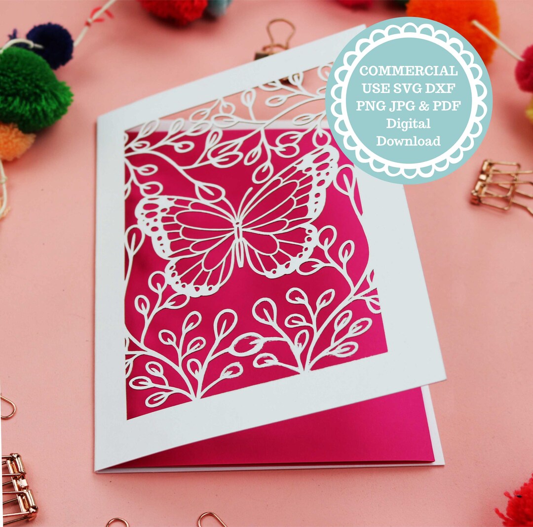 Papercut Butterfly Card SVG for Laser Cutting - Etsy