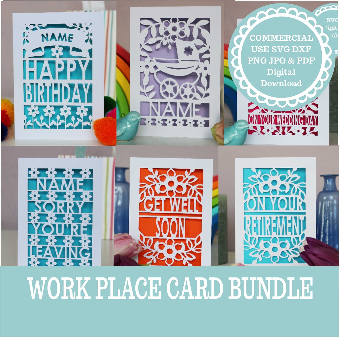 COMMERCIAL USE BUNDLE Work Place Cards Papercut Templates for All ...