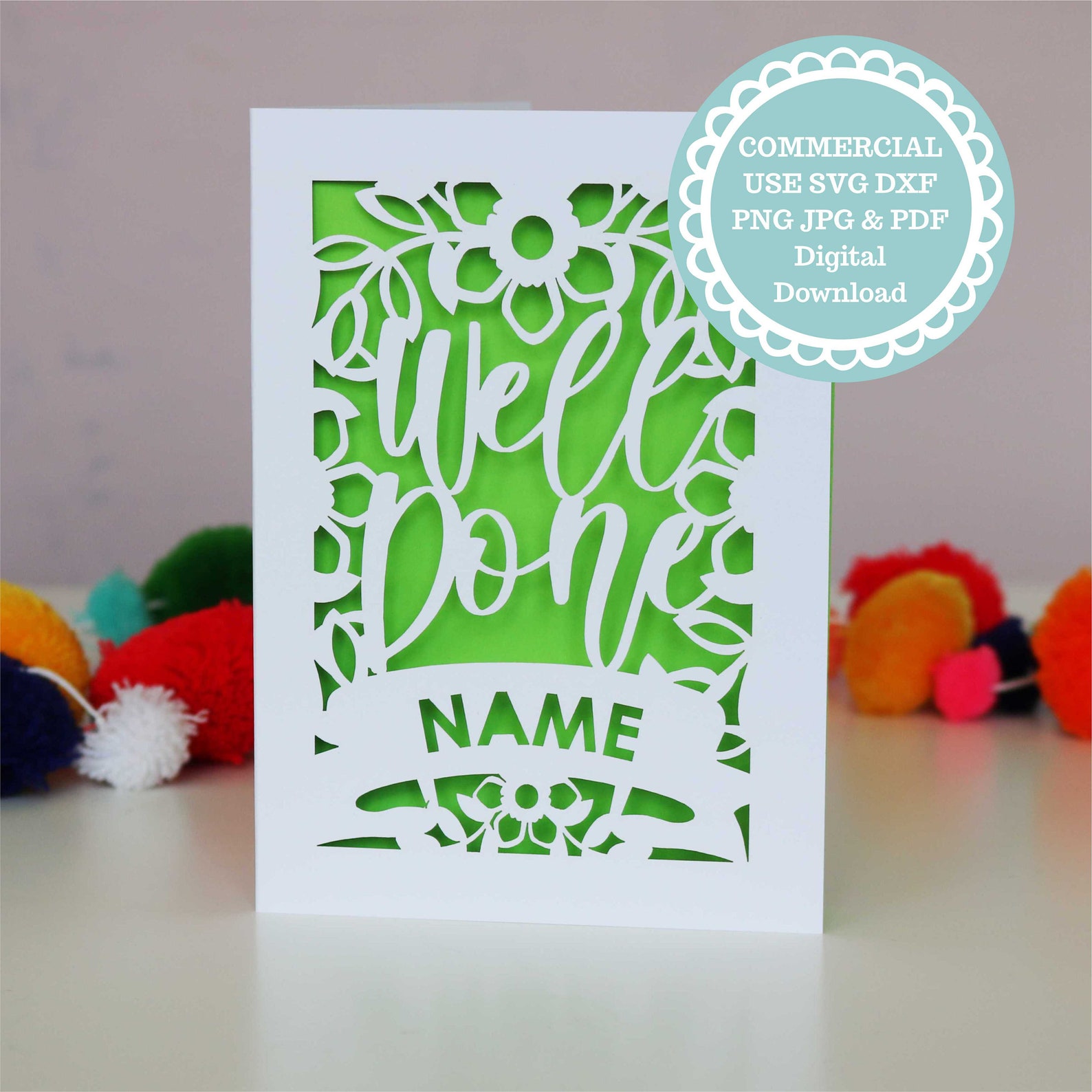 COMMERCIAL USE Well Done Congratulations Card Papercut Template, SVG ...