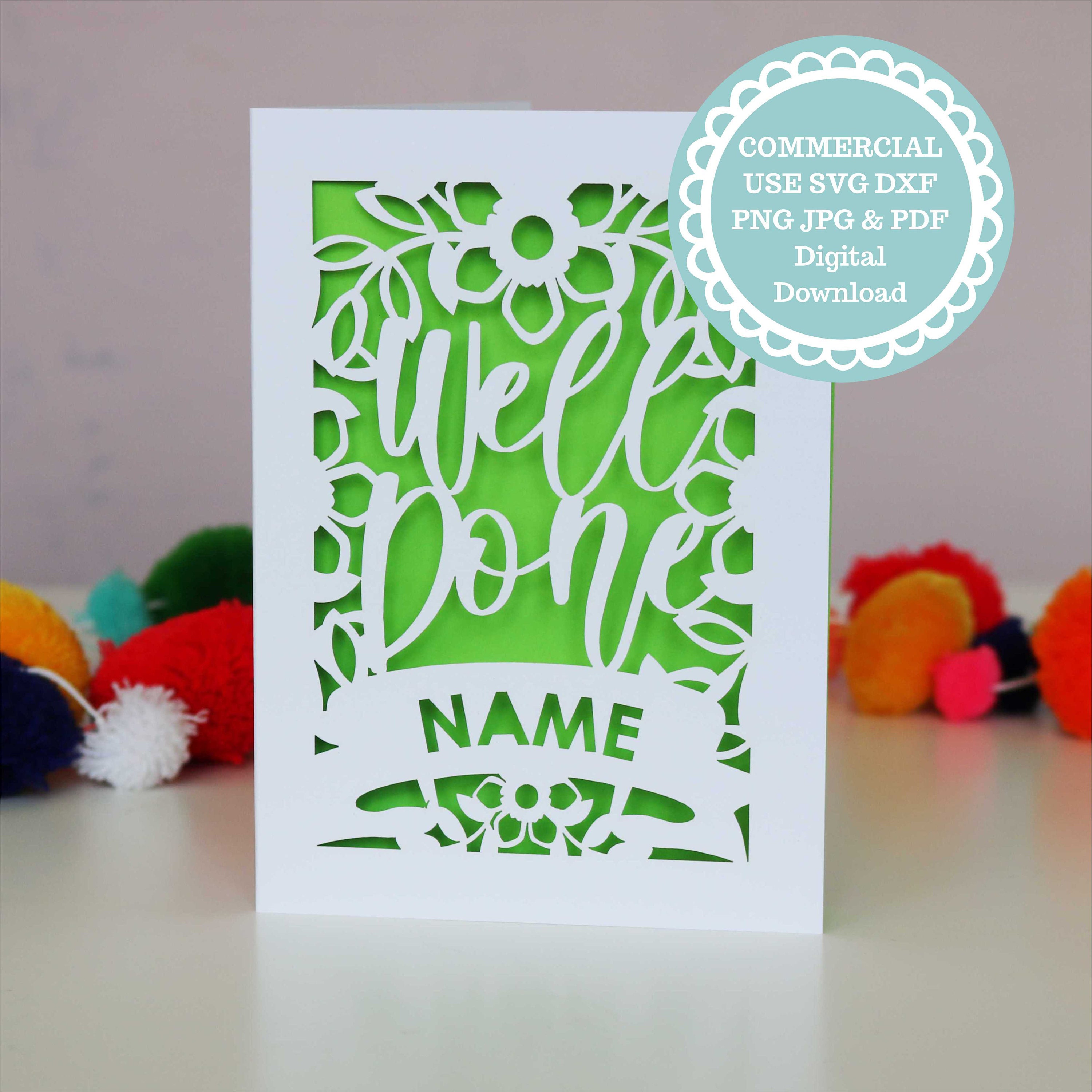 COMMERCIAL USE Well Done Congratulations Card Papercut Template, SVG ...