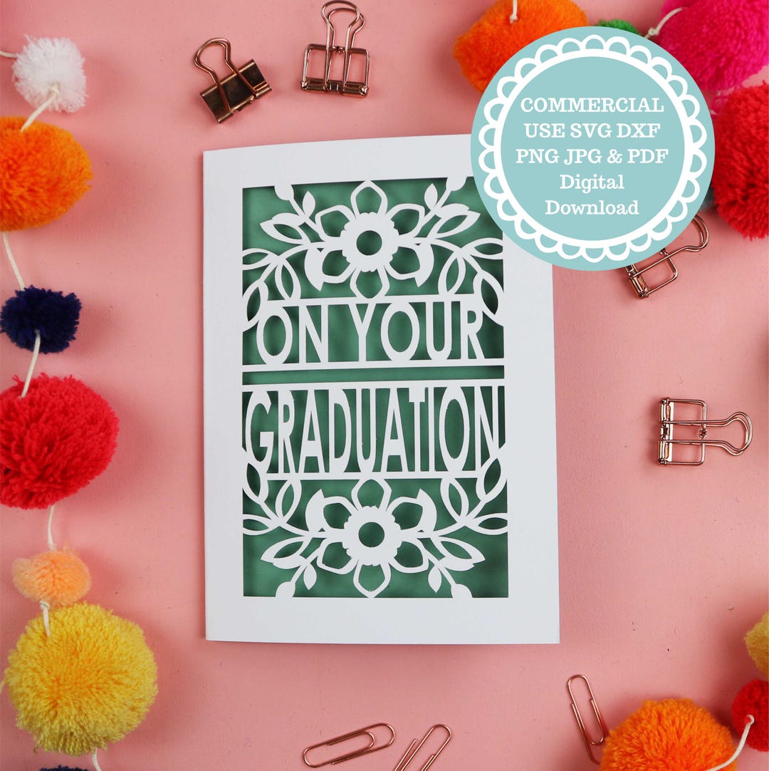 Papercut Graduation Card SVG for Laser Cutting or Cricut DIY Insert ...