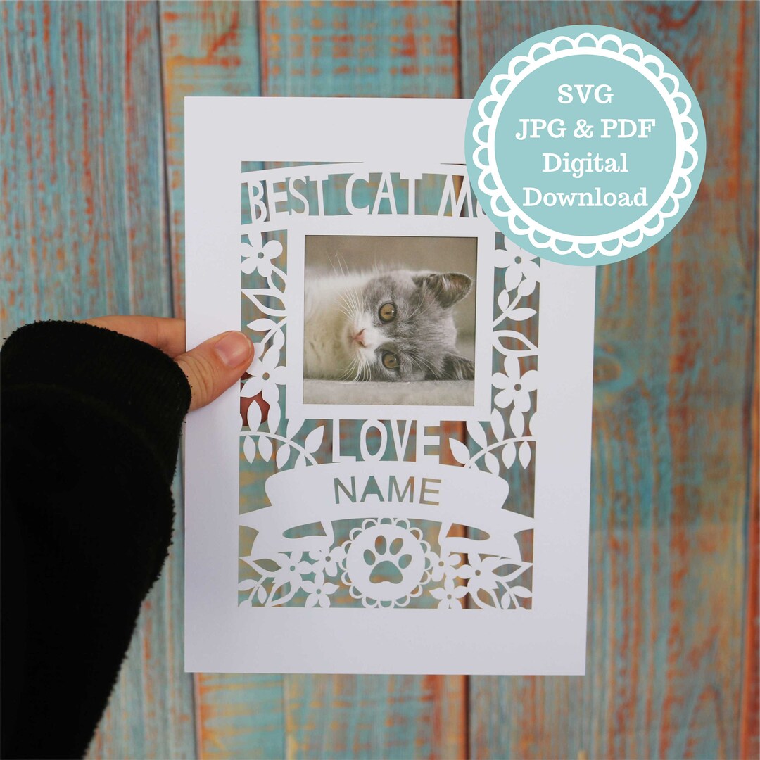 SVG PNG PDF Cat Mum Papercut Template for Photograph, Digital Download ...